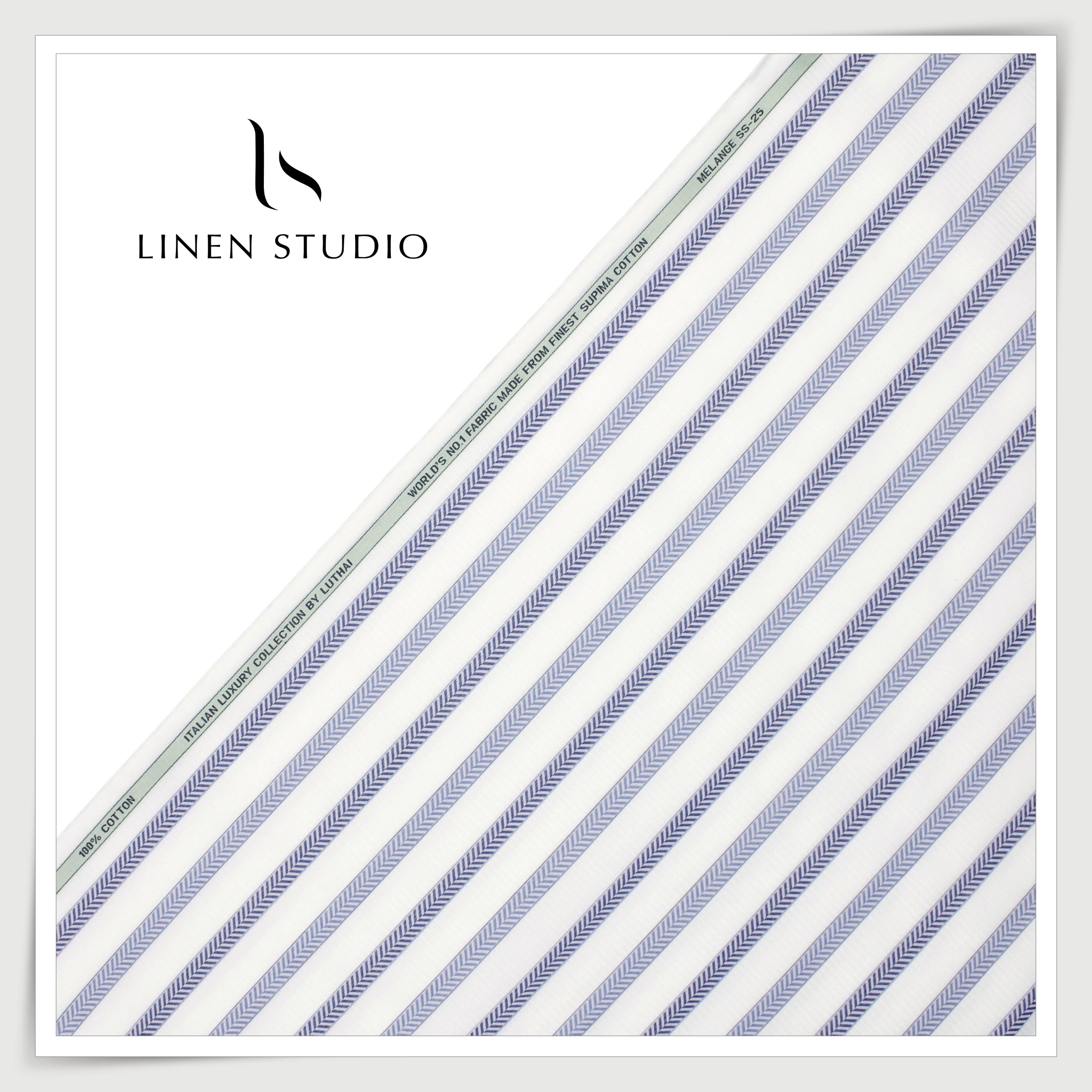 Luthai 100% Supima Cotton Jacquard 80/2 Premium Shirting - Blue Fancy ...